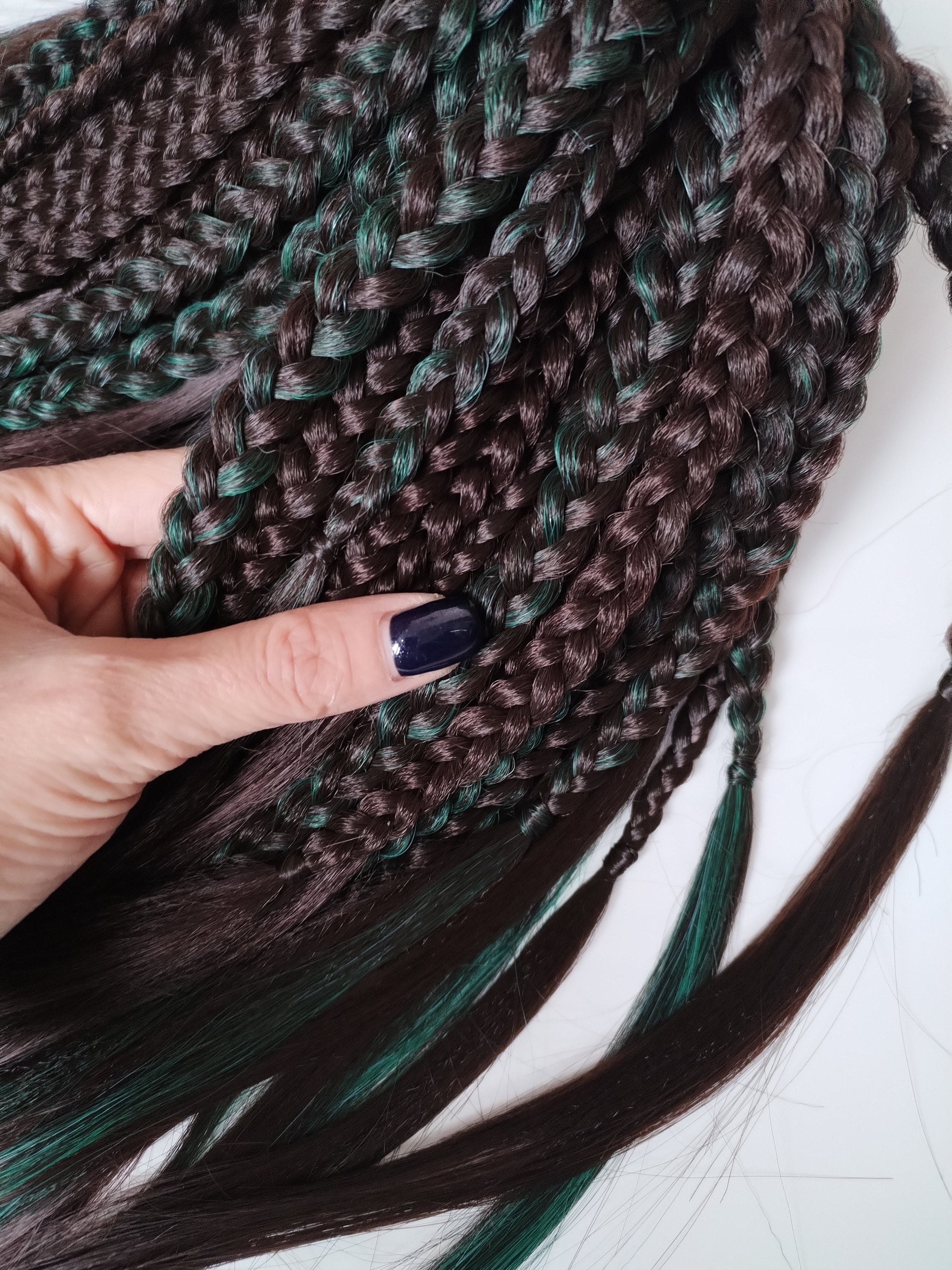 Hair Extension Braids, Long Hair Brown and Green Double Ended Soft ...