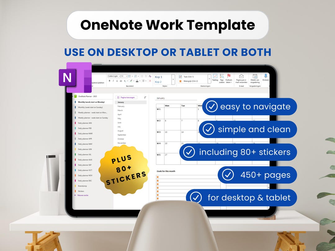 Onenote Planner 2025 Professional Work and Personal, One Note Template ...