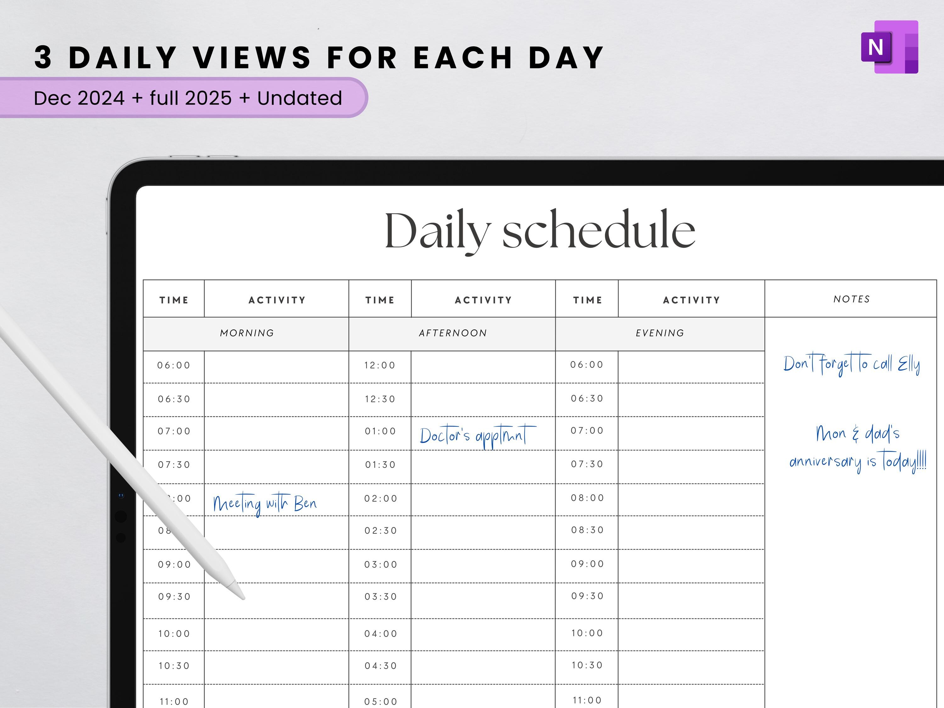 Onenote Planner 2025 + Undated, Onenote Template, Onenote Calendar ...