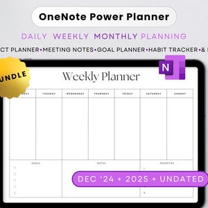 Onenote Planner 2025 + Undated, Onenote Template, Onenote Calendar ...
