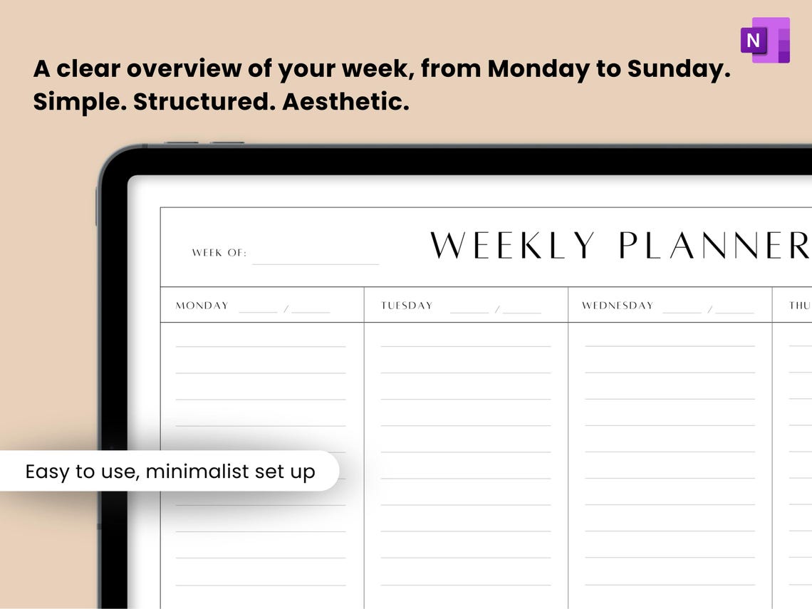 Onenote Weekly Planner Template | Digital Stickers (digital Download ...
