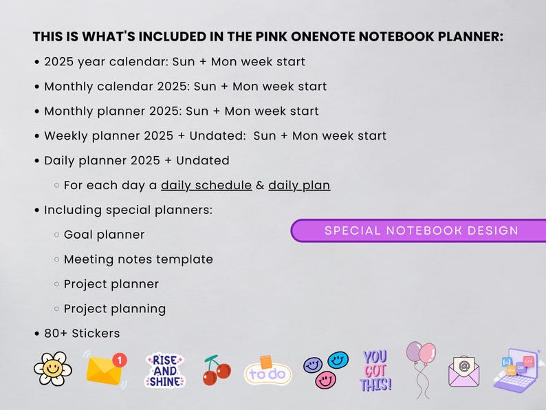 Onenote Planner 2025, Undated, Onenote Template, Onenote Calendar ...