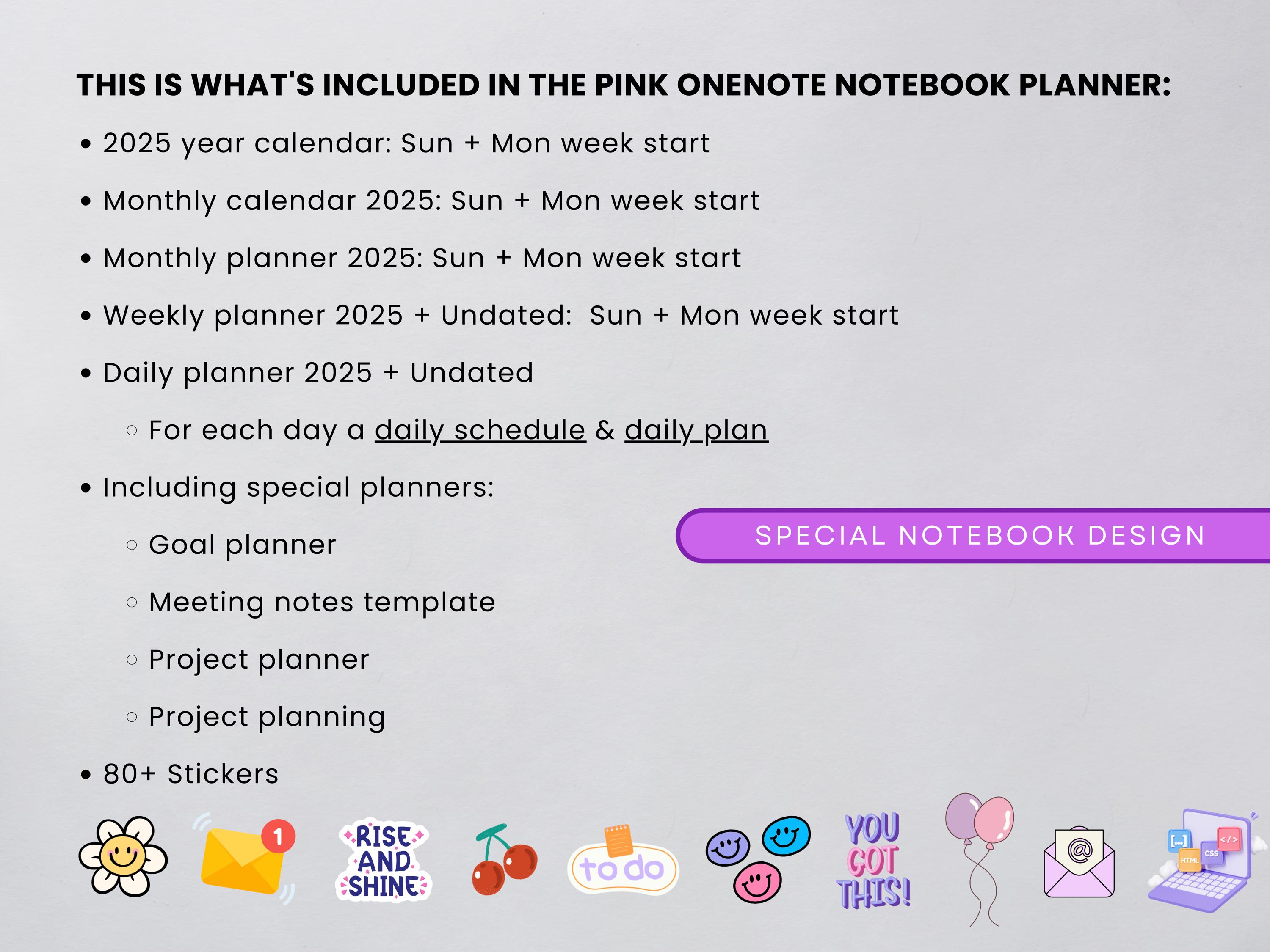 Onenote Planner 2025, Undated, Onenote Template, Onenote Calendar ...
