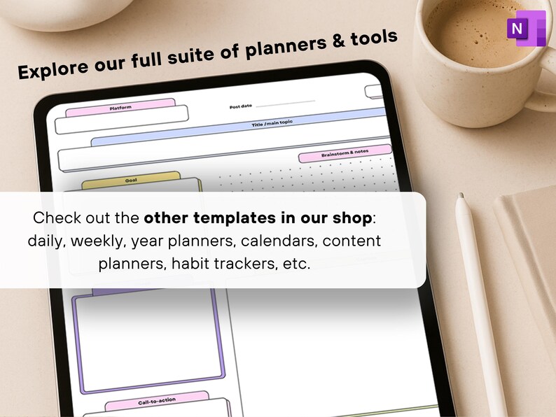 Onenote Weekly Planner Template | Digital Stickers (digital Download ...