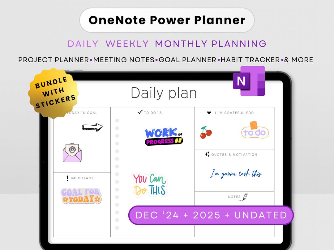 Onenote Planner 2025 + Undated, Onenote Template, Onenote Calendar ...