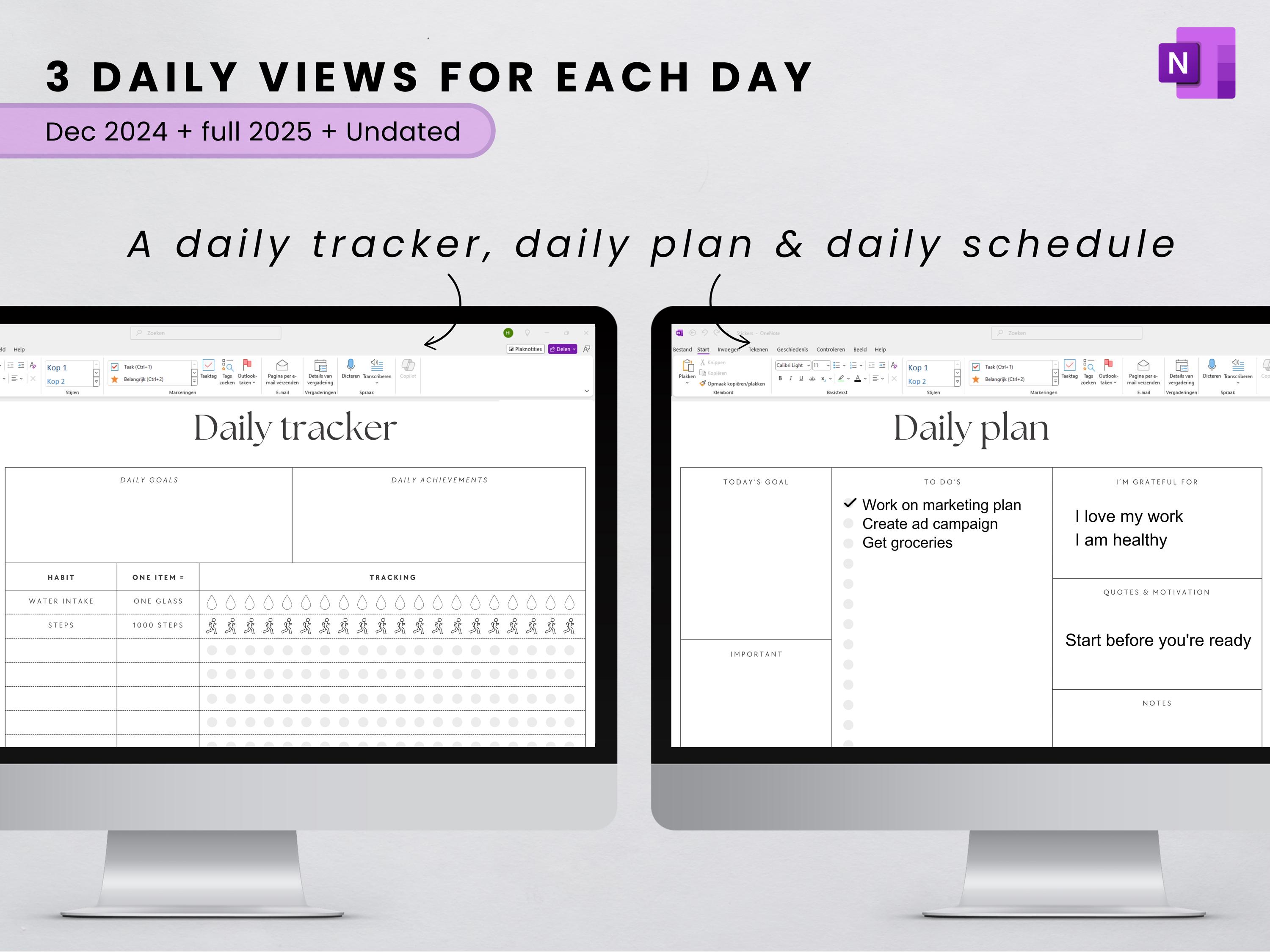 Onenote Planner 2025 + Undated, Onenote Template, Onenote Calendar ...