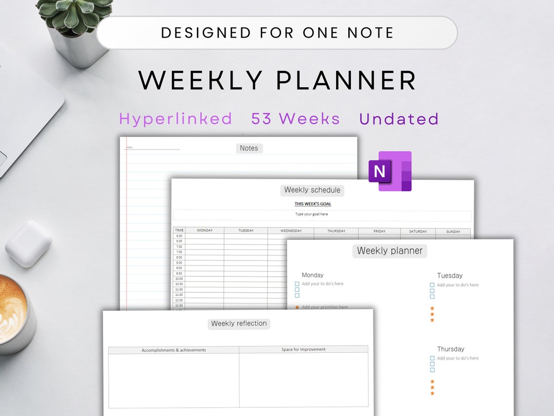 Onenote Planner, Onenote Template, Undated Week Planner, Week Schedule ...