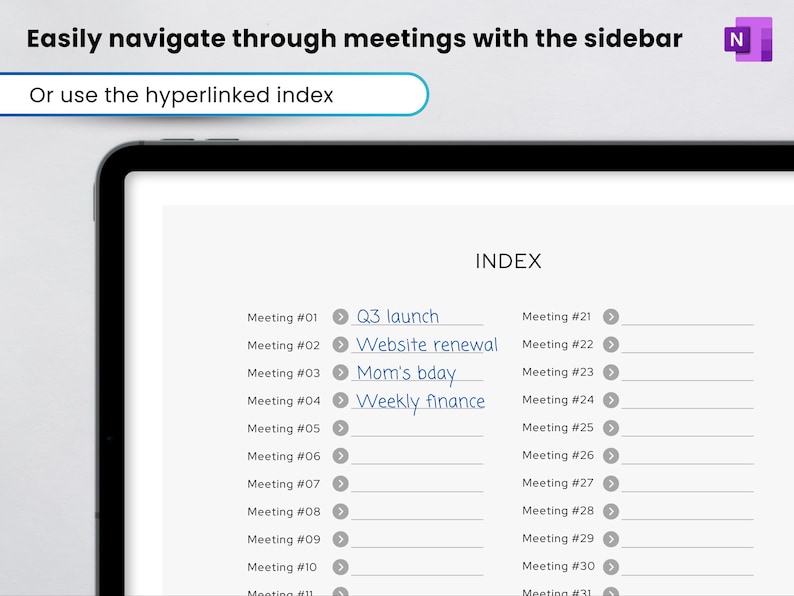 Onenote Meeting Notes, Onenote Template Meeting Notes, Meeting Book for ...