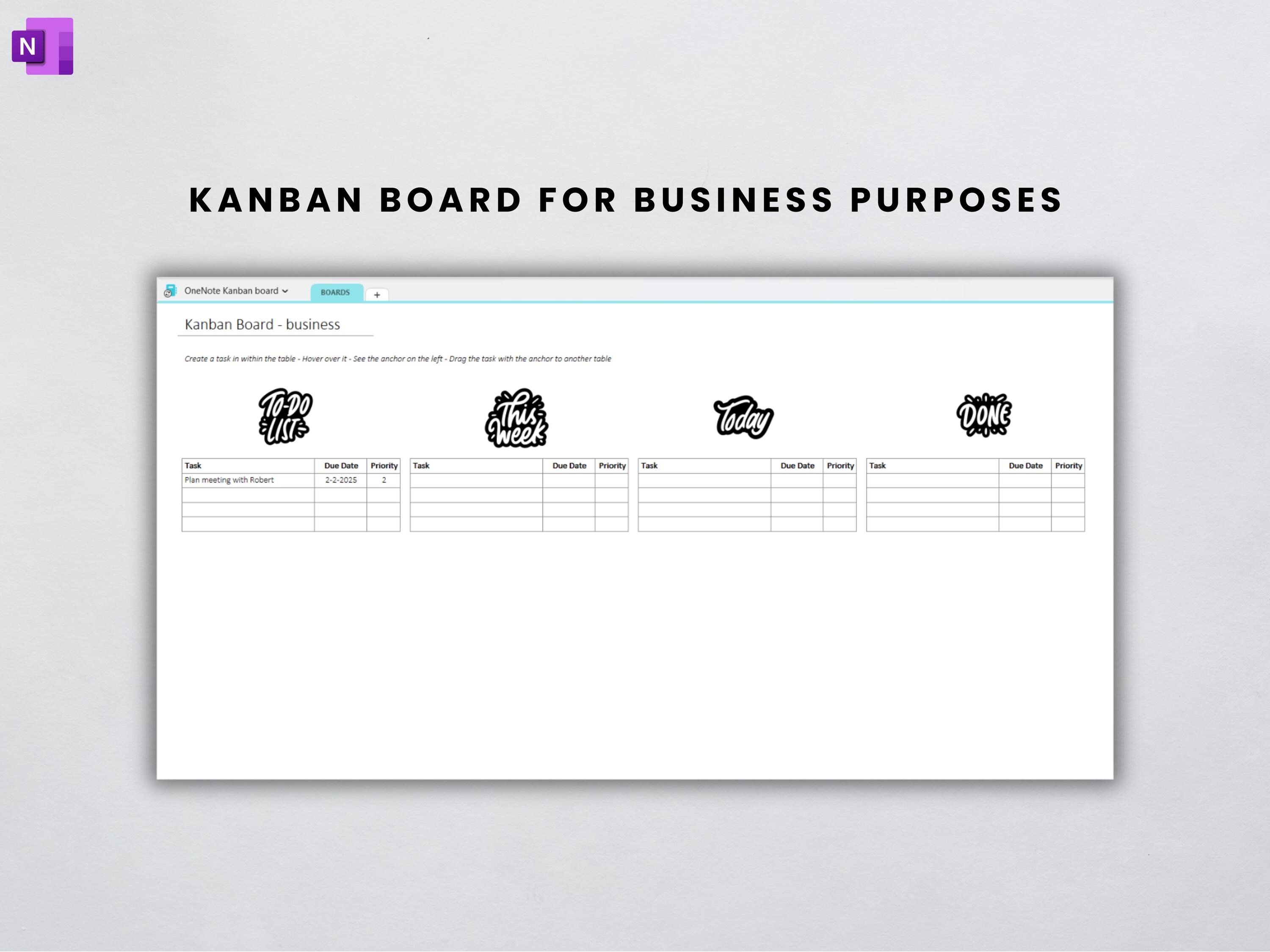 Onenote Template, Onenote Kanban Board, Onenote Social Media Planner ...