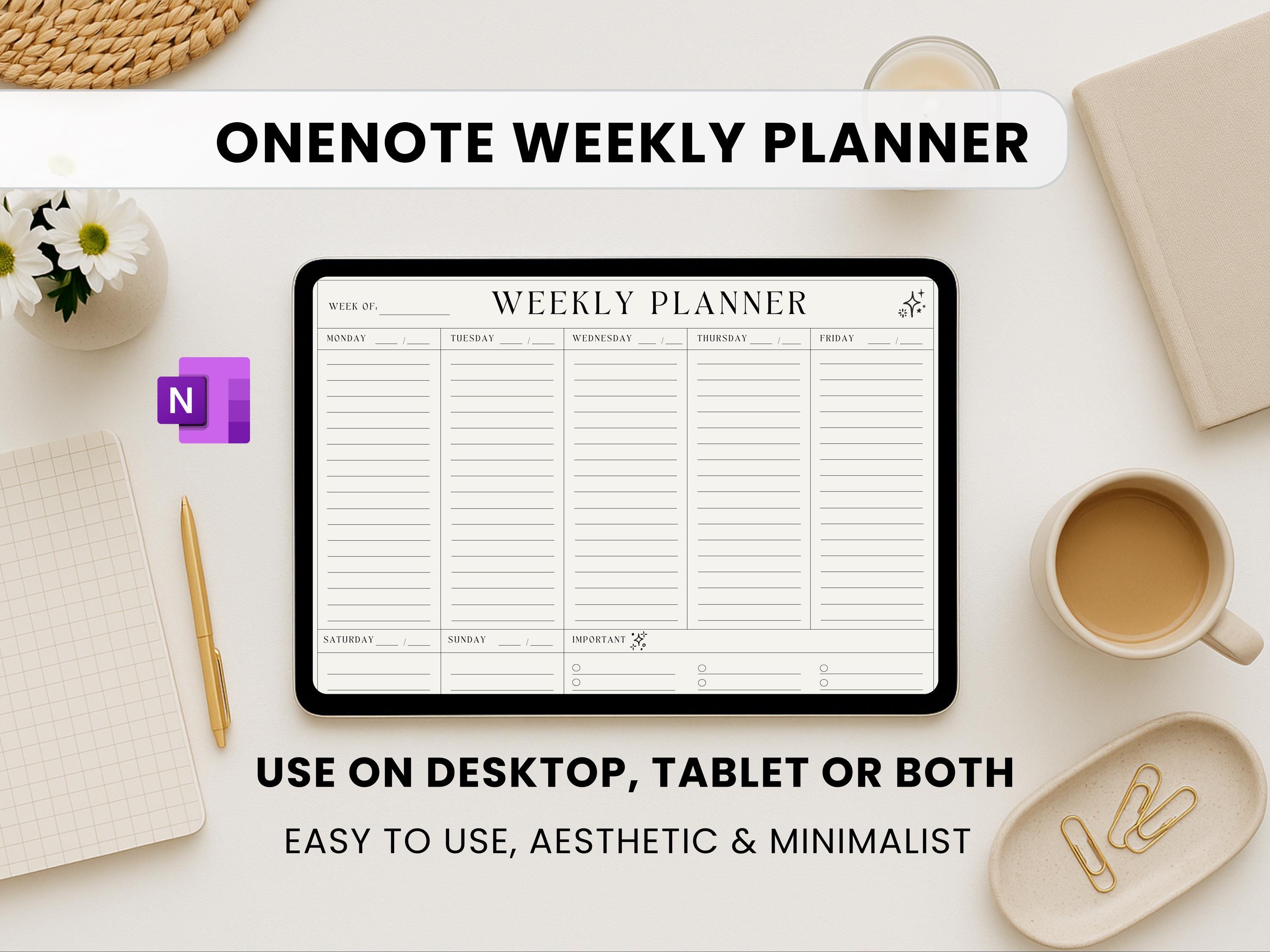 Onenote Weekly Planner Template | Monday Start, Digital Stickers ...
