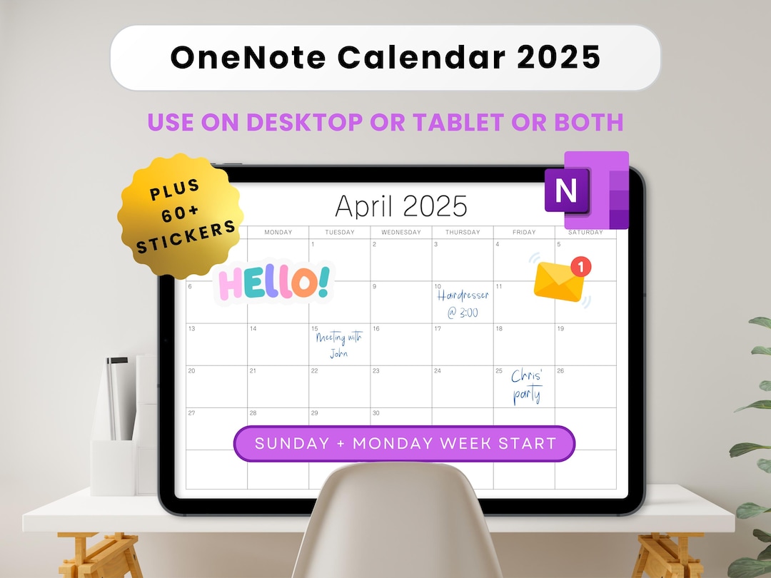 Onenote Calendar 2025, One Note Template, Onenote Monthly Planner ...