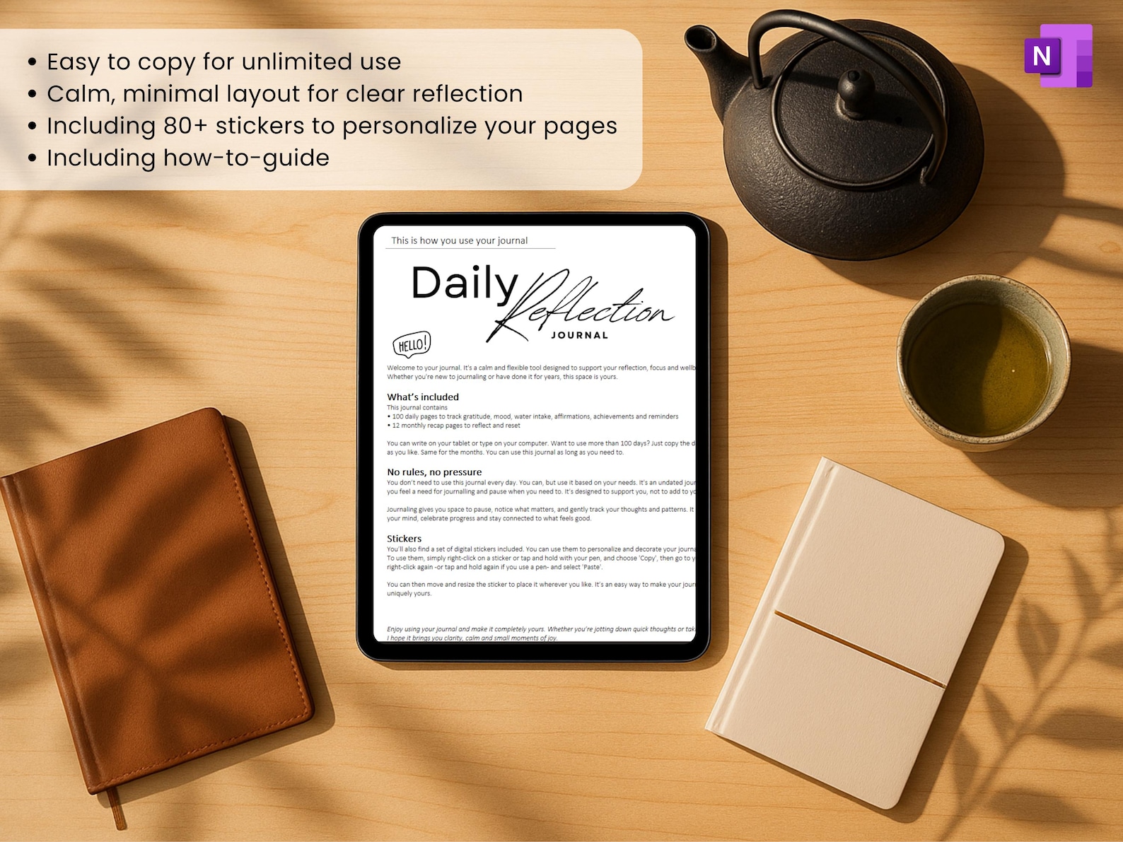 Onenote Journal Template: Digital Daily & Monthly Planner With Stickers ...