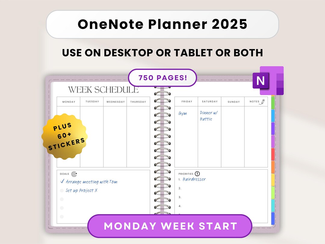 Onenote Planner 2025, Notebook Style, Onenote Template, Onenote ...