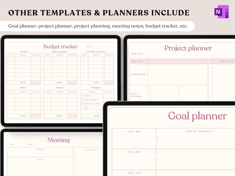 Onenote Planner 2025 Undated, Onenote Template, Onenote Calendar ...