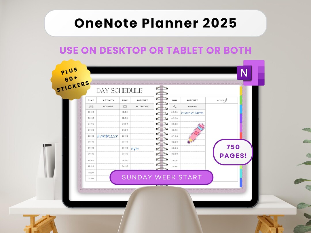 Onenote Planner 2025, Notebook Style, Onenote Template, Onenote ...