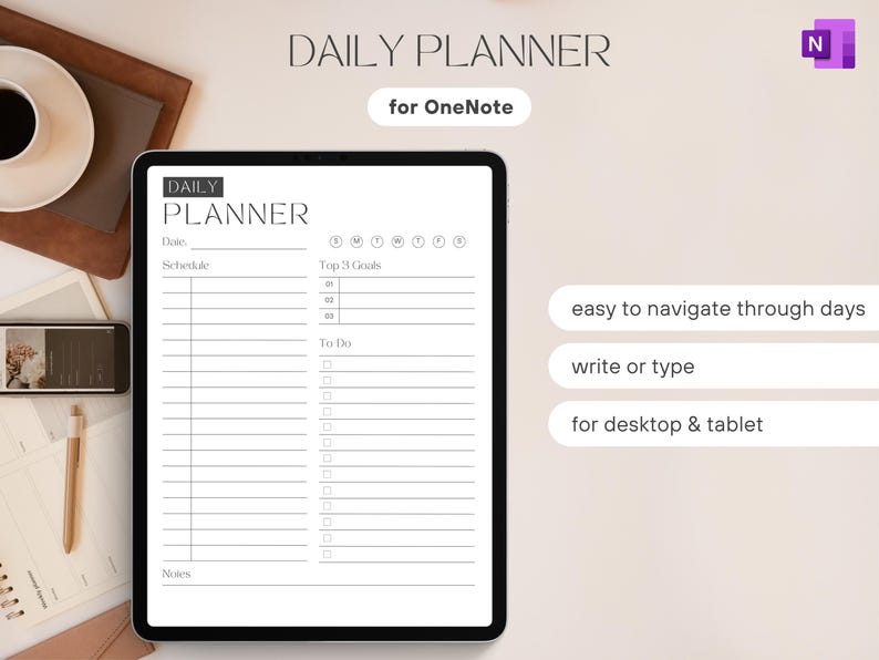 Onenote 2026 Daily Planner Template, Digital Download - Etsy