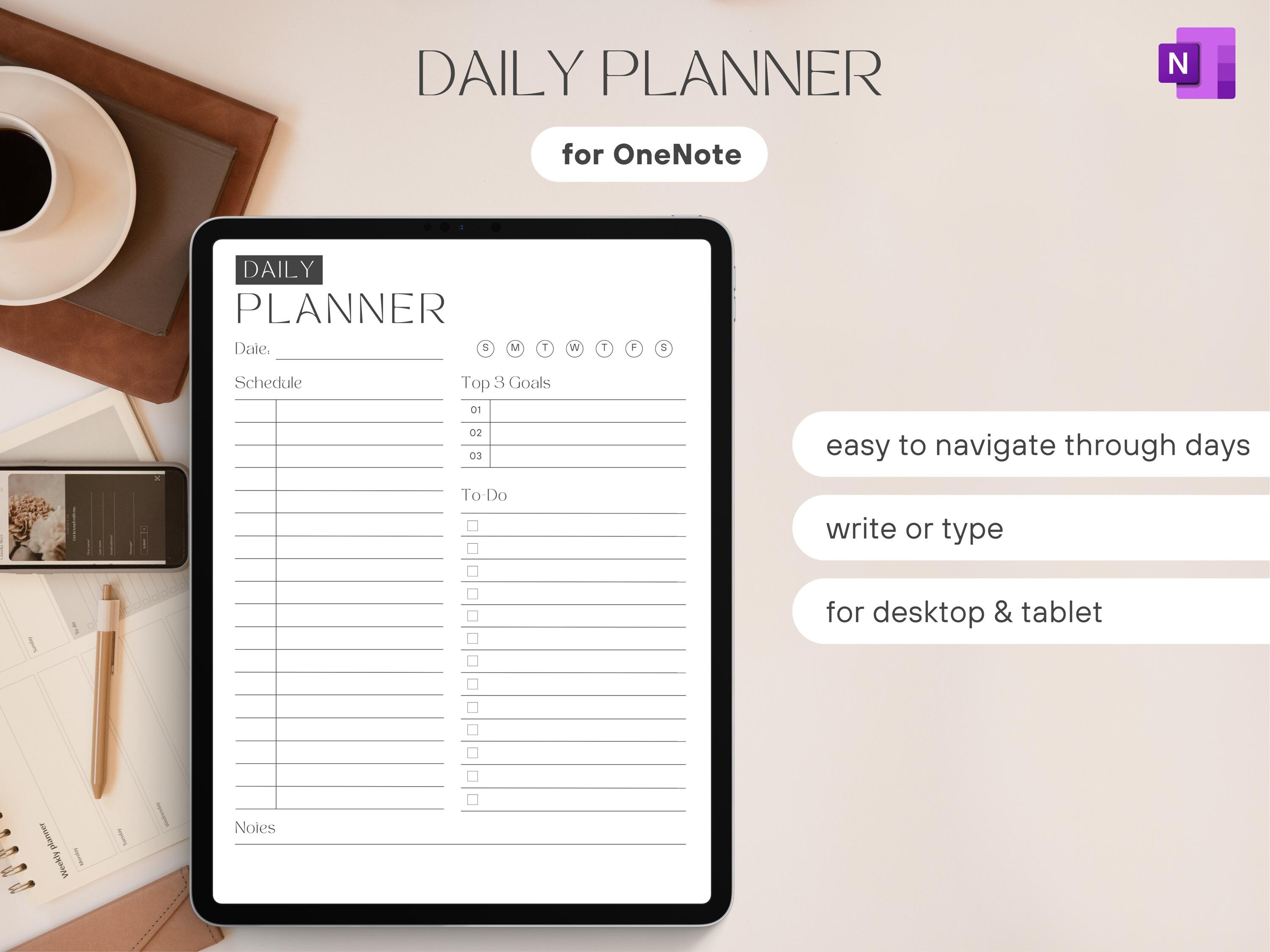 Onenote 2026 Daily Planner Template, Digital Download - Etsy
