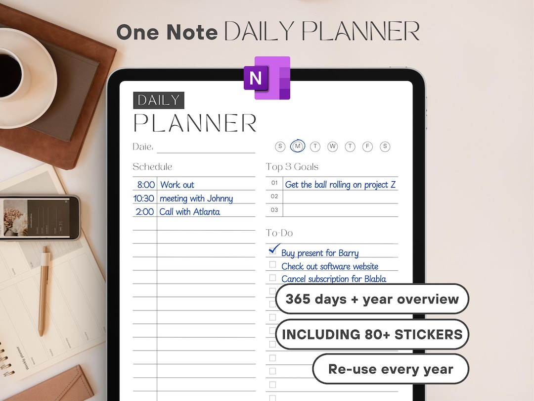 Onenote Planner, Daily Planner, Onenote Template, Onenote 2025 Calendar ...