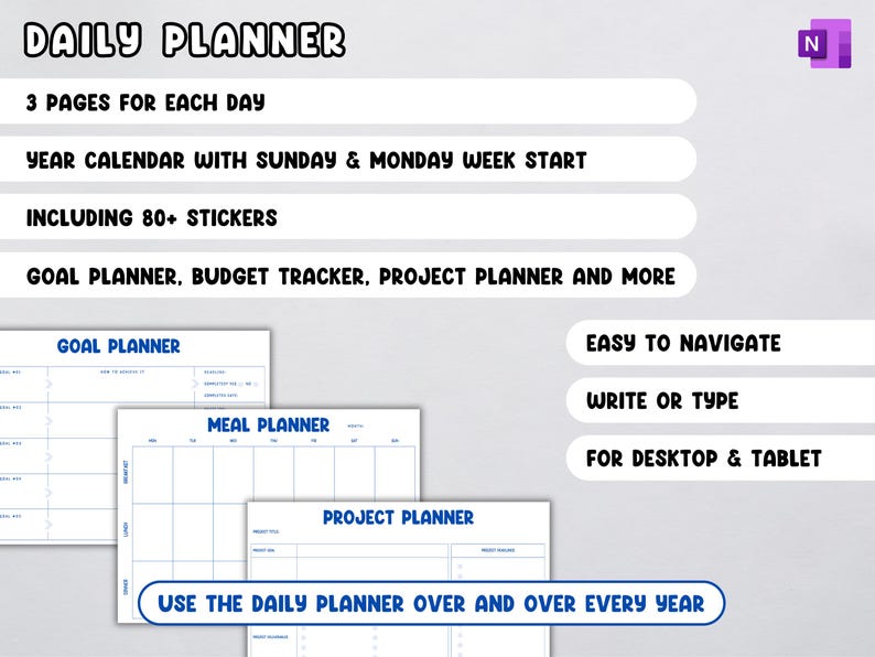 Onenote Planner 2025, Onenote Templates, Onenote Calendar, Windows ...