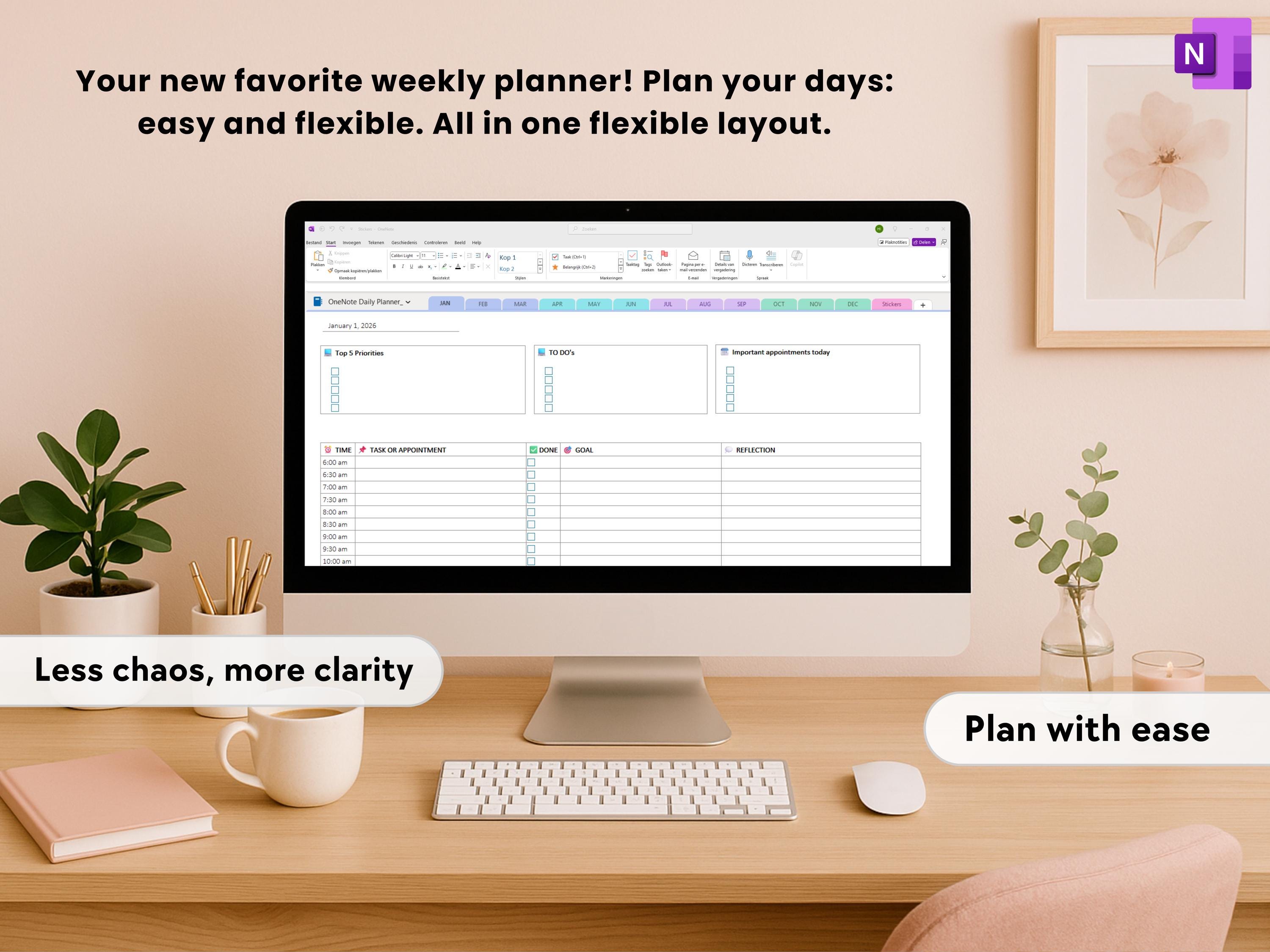 Onenote 2026 Daily Planner Template, Incl Digital Stickers - Etsy