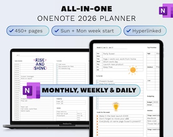 Onenote 2026 Professional Planner, One Note Template, Hyperlinked ...