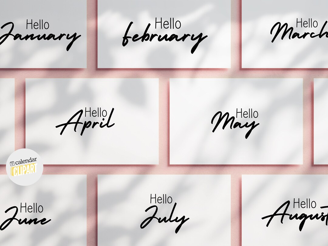 Months of the Year Svg Bundle, Calendar Clipart, Png, Calendar Months ...