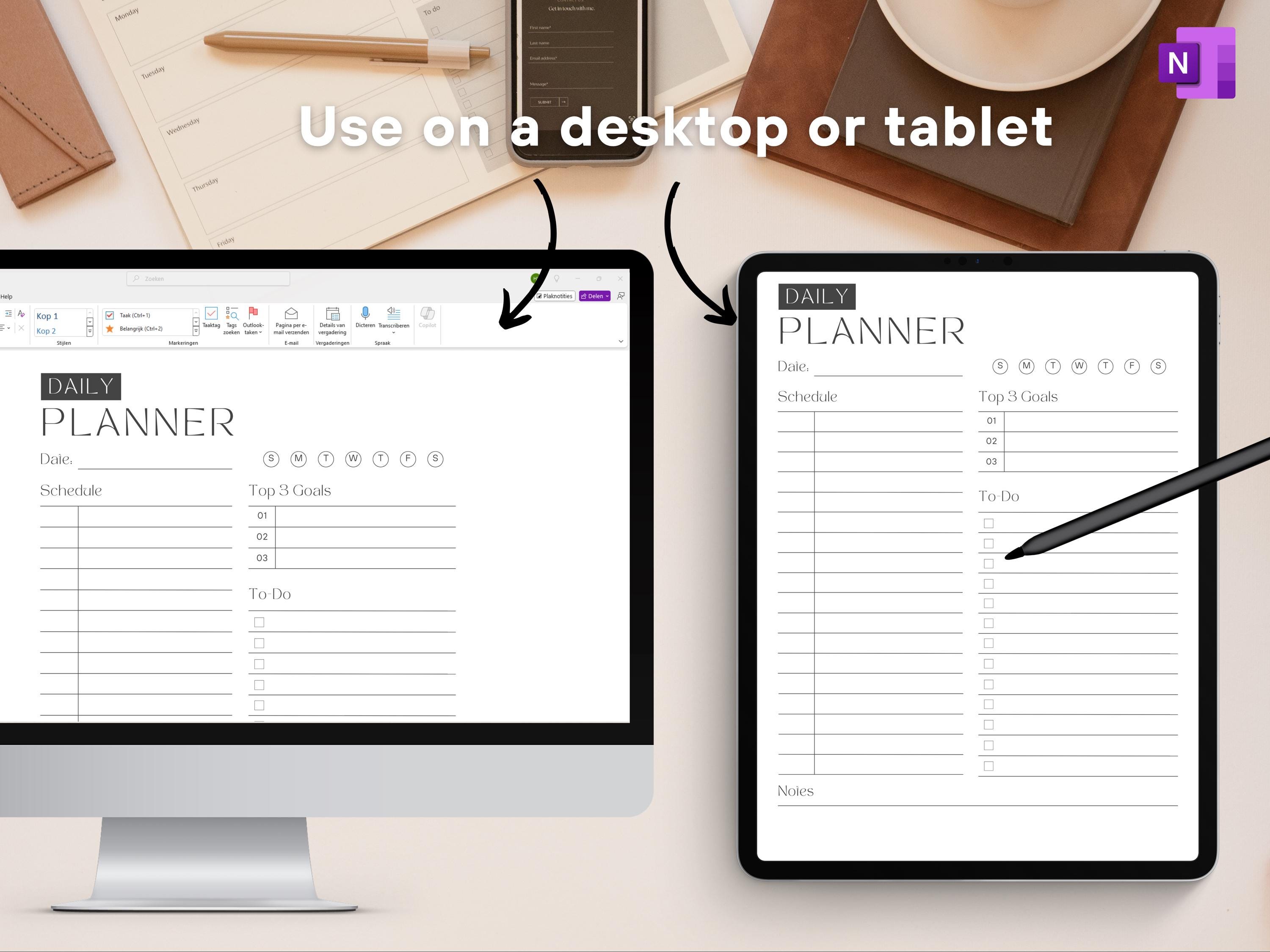 Onenote 2026 Daily Planner Template, Digital Download - Etsy