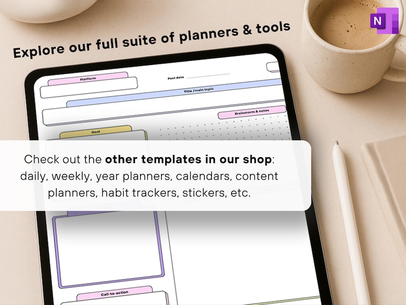 Onenote 2026 Professional Planner, One Note Template, Hyperlinked, Digital, for Ipad, PC, Mac ...