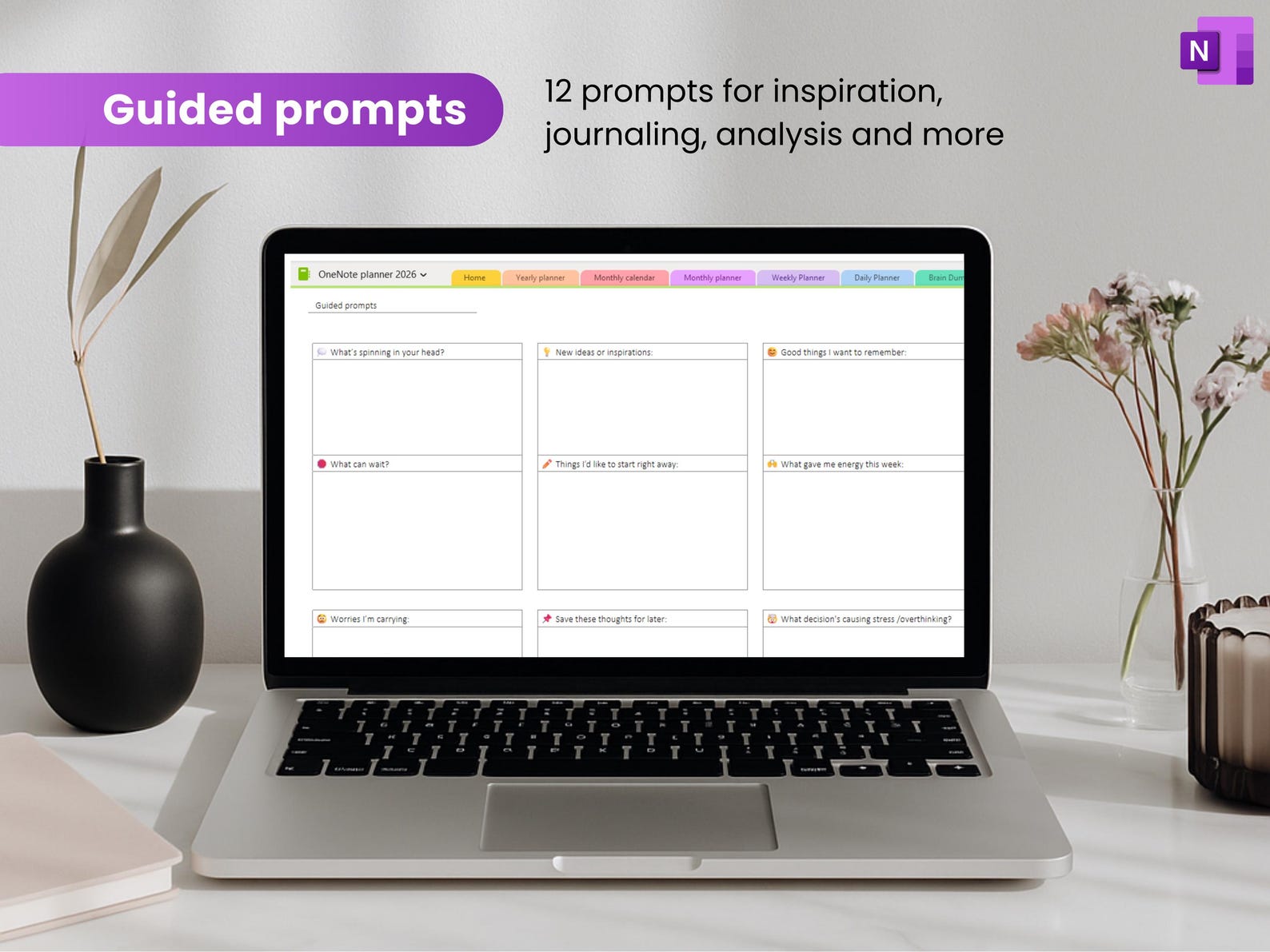 Onenote Planner 2026, Daily, Weekly, Monthly, Yearly, Hyperlinked ...