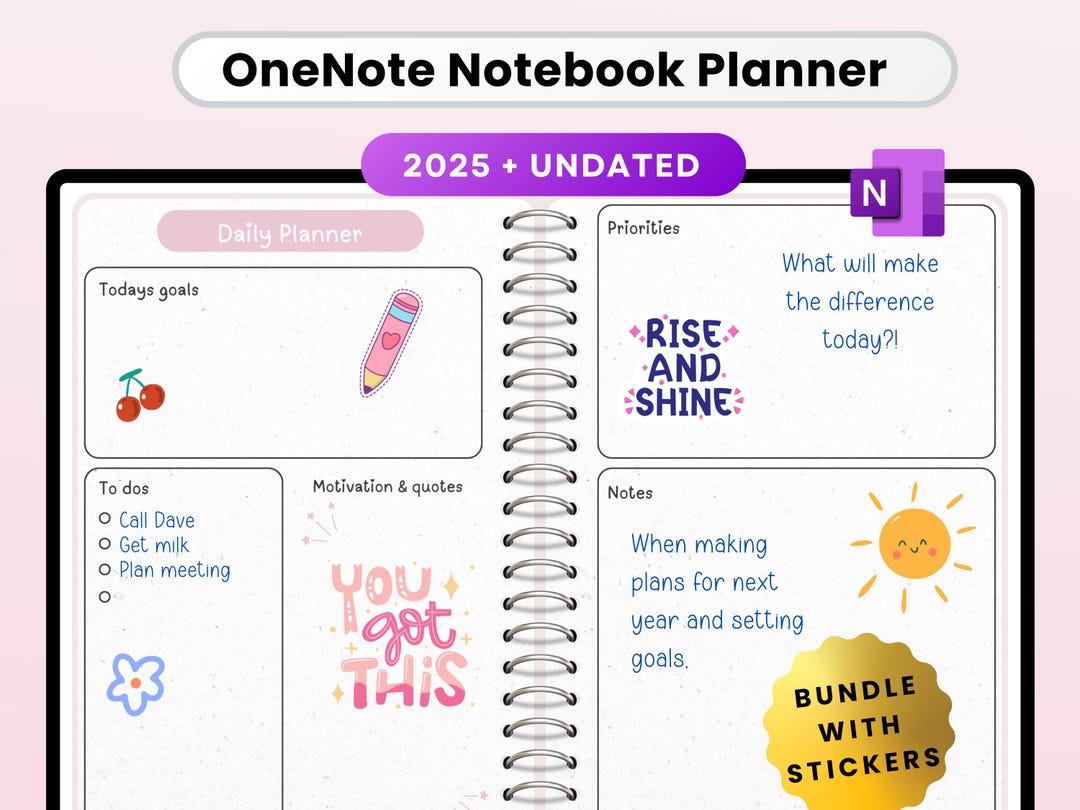 Onenote Planner 2025, Undated, Onenote Template, Onenote Calendar ...
