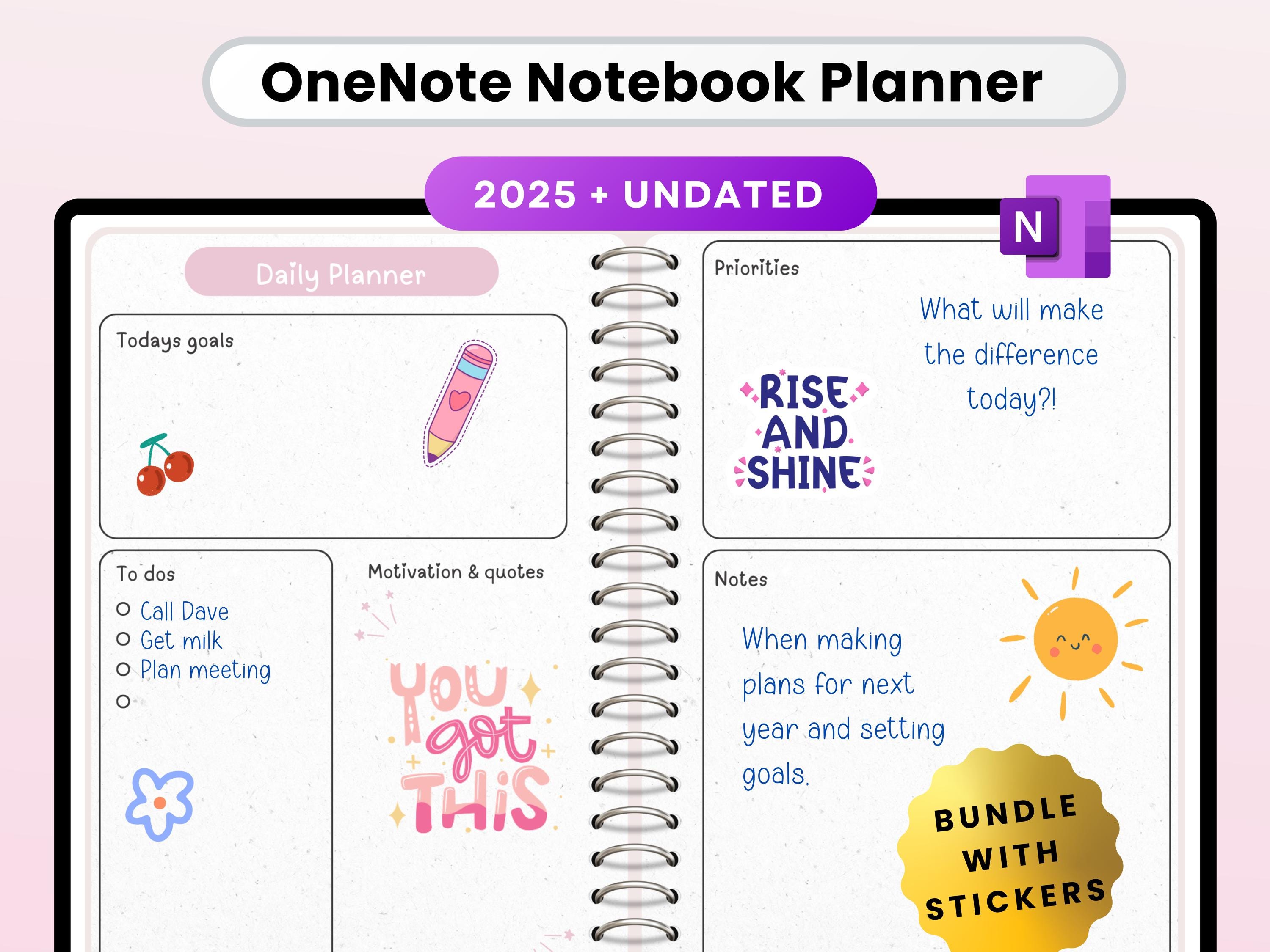 Onenote Planner 2025, Undated, Onenote Template, Onenote Calendar ...