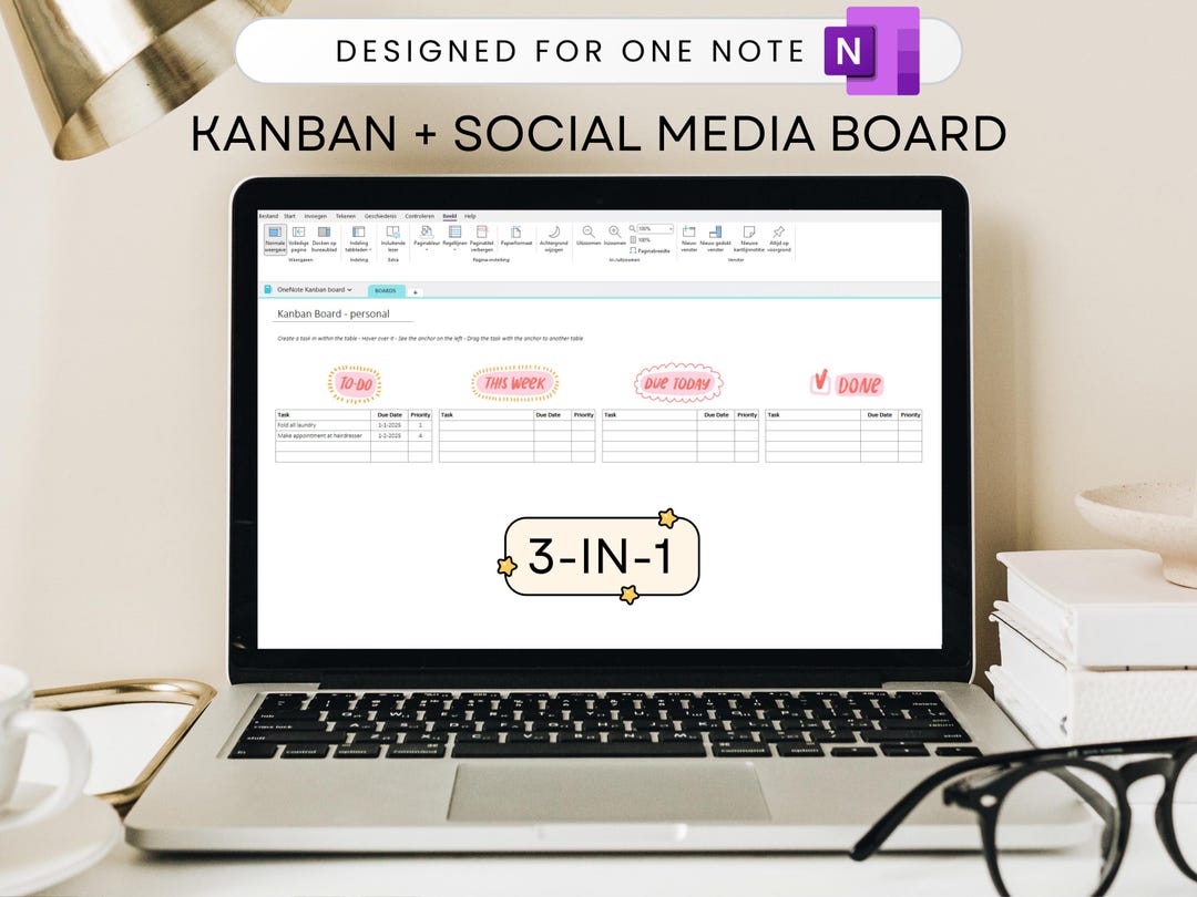 Onenote Template, Onenote Kanban Board, Onenote Social Media Planner ...