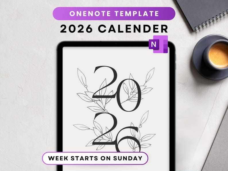 Onenote Calendar 2026 Template - Monthly Planner for Desktop & Tablet ...