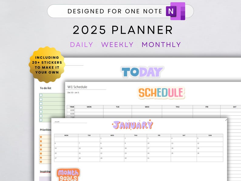 Onenote Planner 2025, Onenote Template, Monthly, Weekly, Daily ...
