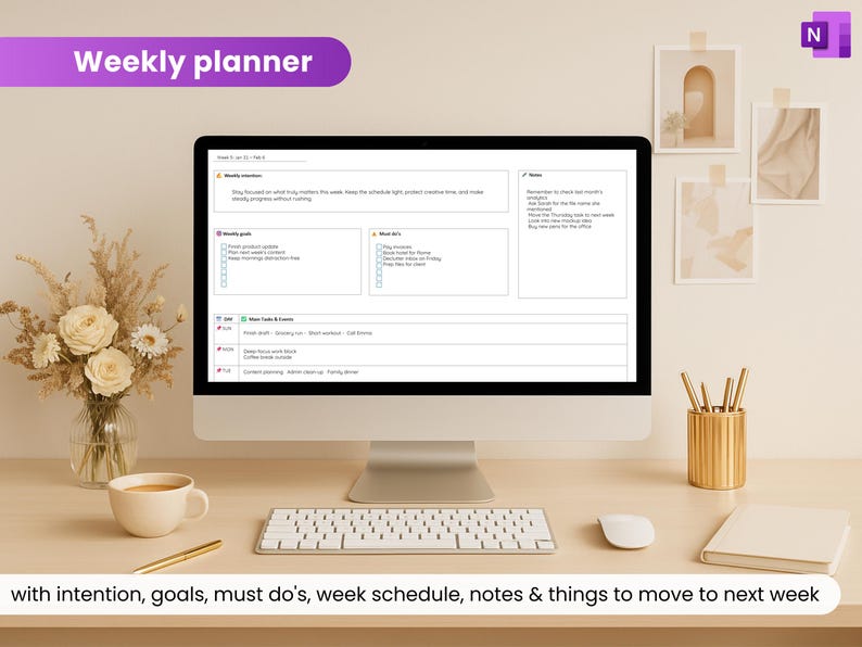 Onenote Template 2026 - 2027, Fully Hyperlinked, Sunday Week Start ...