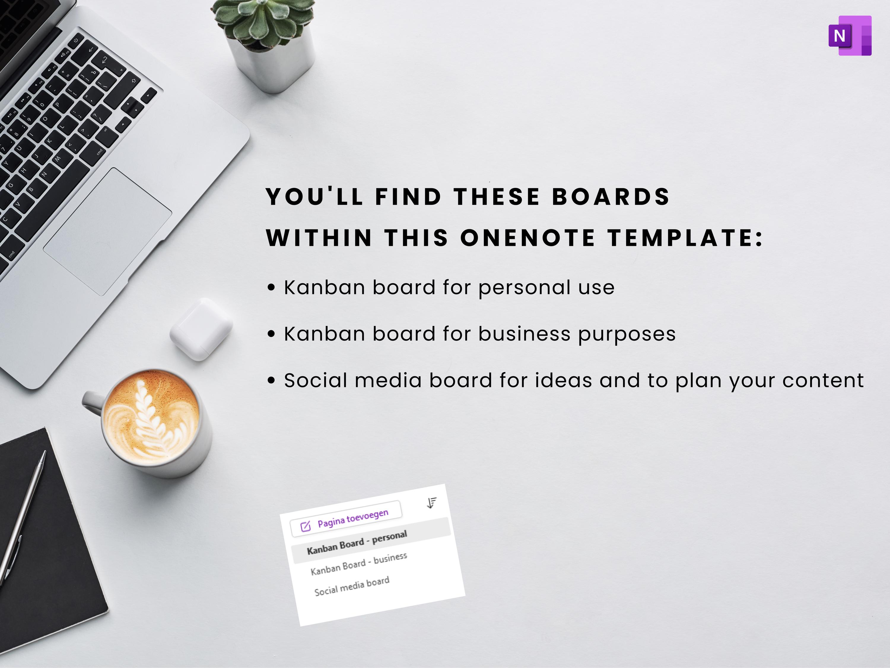 Onenote Template, Onenote Kanban Board, Onenote Social Media Planner ...
