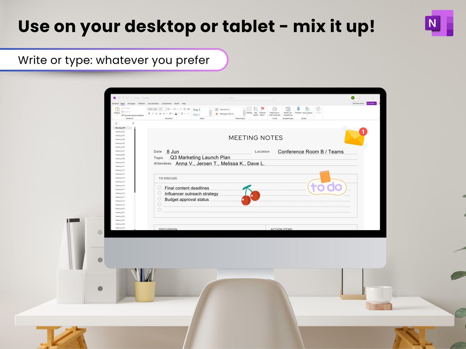 Onenote Meeting Notes, Onenote Template Meeting Notes, Meeting Book for ...