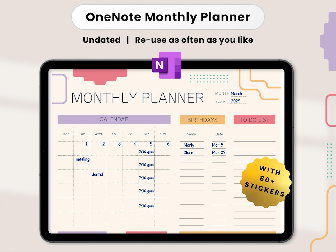 Onenote Monthly Planner, Onenote Planner, Onenote Templates, Month ...