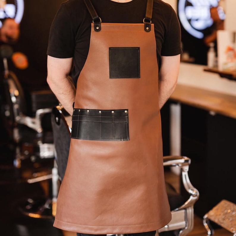 Personalized Leather Barber Apron | Professional Hairdresser Apron With ...
