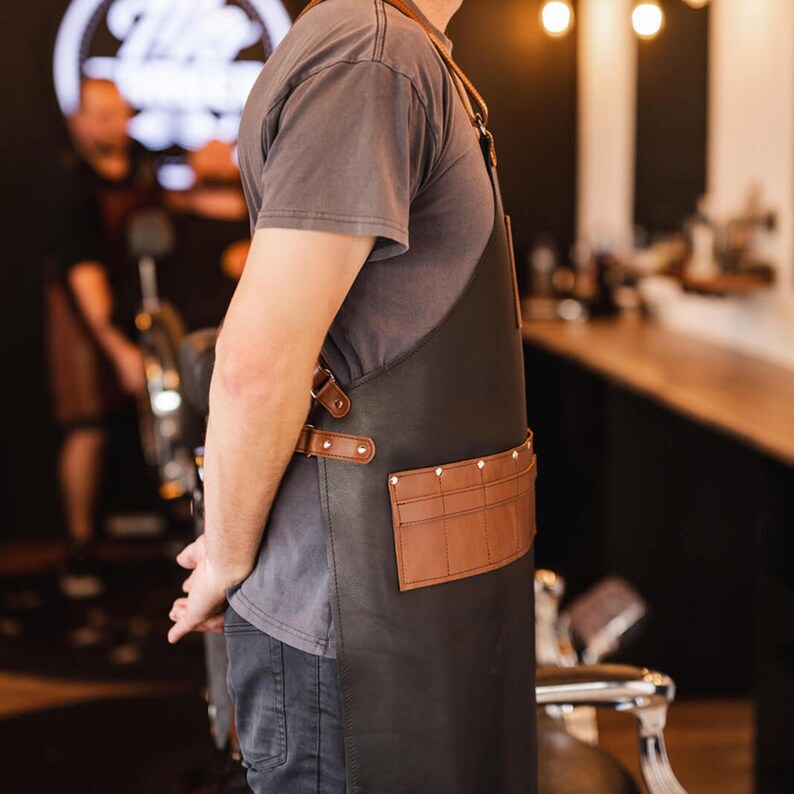 Personalized Leather Barber Apron | Professional Hairdresser Apron With ...