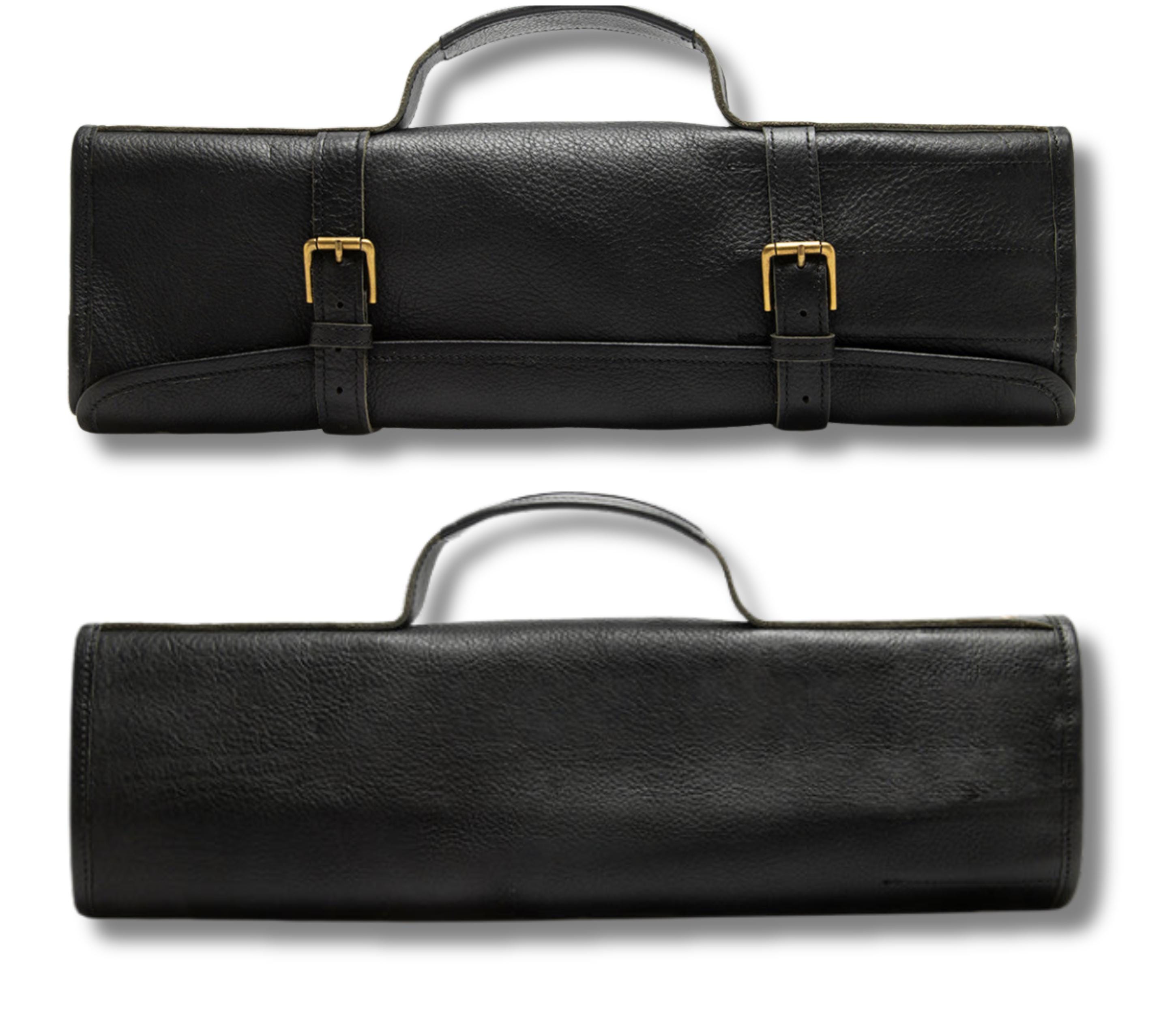 Personalized Leather Chef Knife Roll Bag , Chef Storage Roll ...