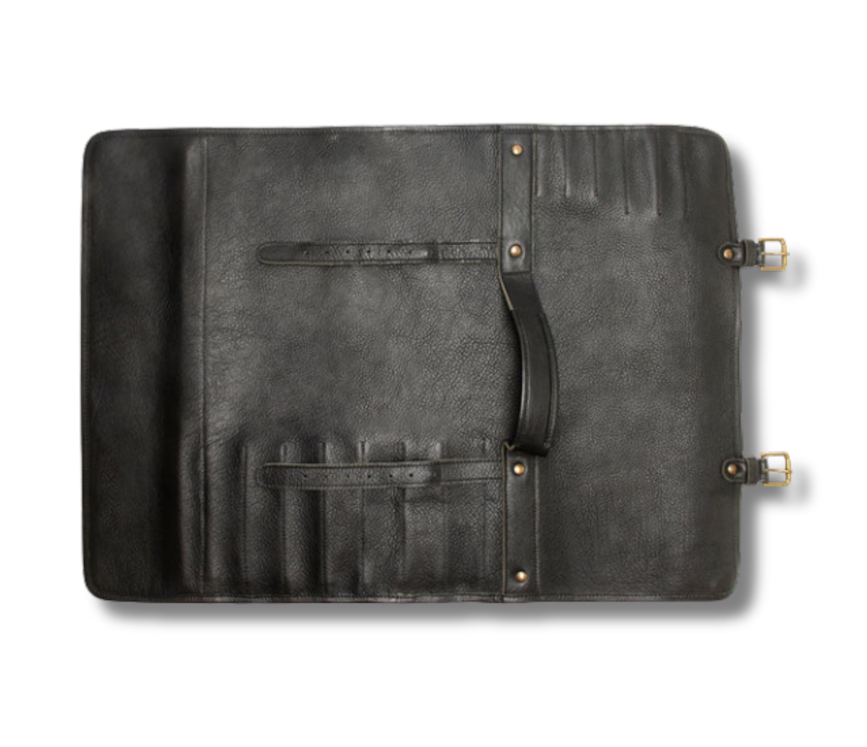 Personalized Leather Chef Knife Roll Bag , Chef Storage Roll ...