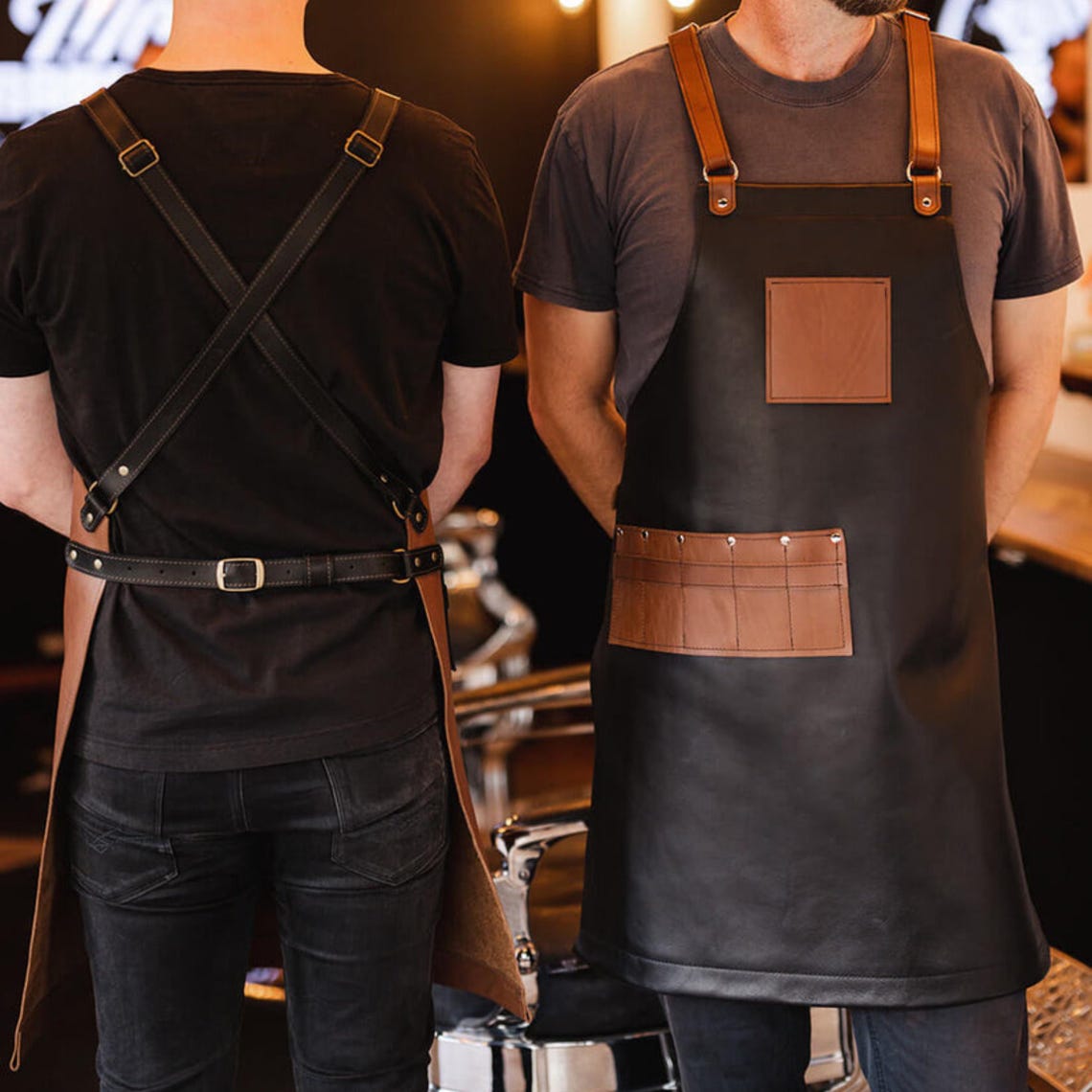 Personalized Leather Barber Apron | Professional Hairdresser Apron With ...