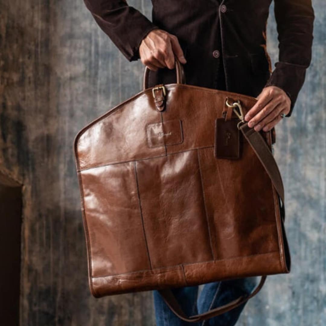 Leather Suit Carrier,travel Suit Bag, Hanging Garment Bag, Leather Suit ...