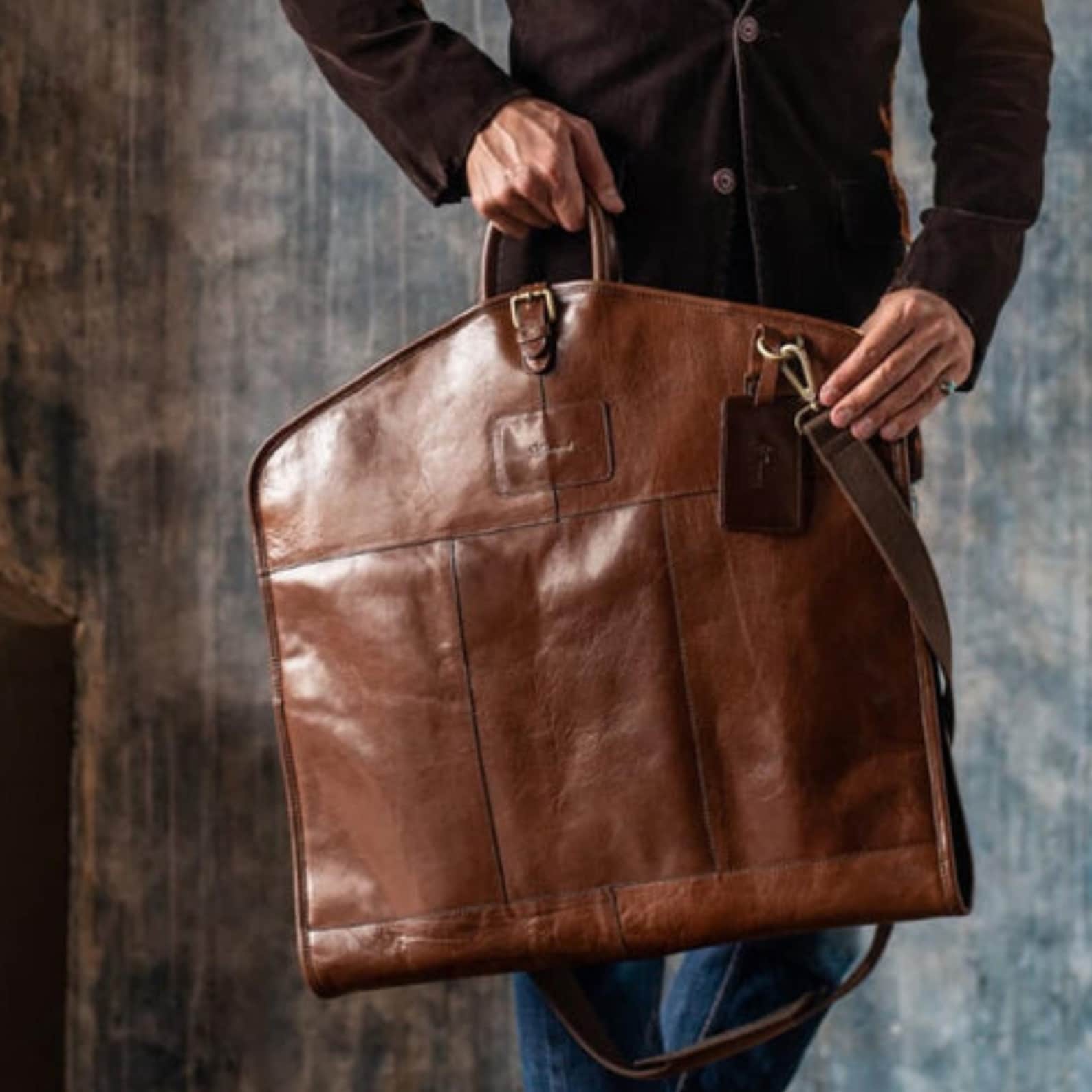 Leather Suit Carrier,travel Suit Bag, Hanging Garment Bag, Leather Suit ...