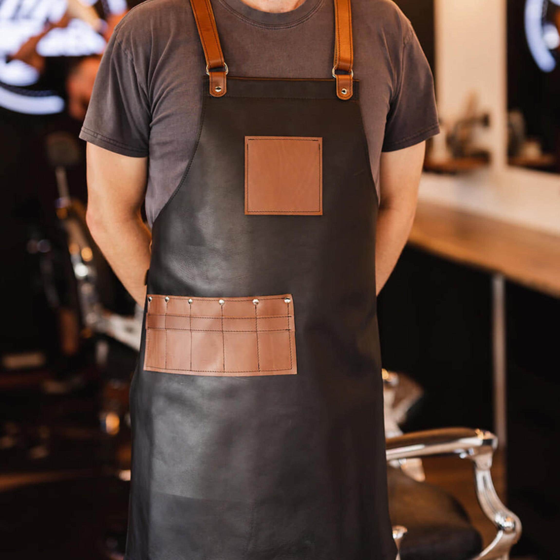 Personalized Leather Barber Apron | Professional Hairdresser Apron With ...