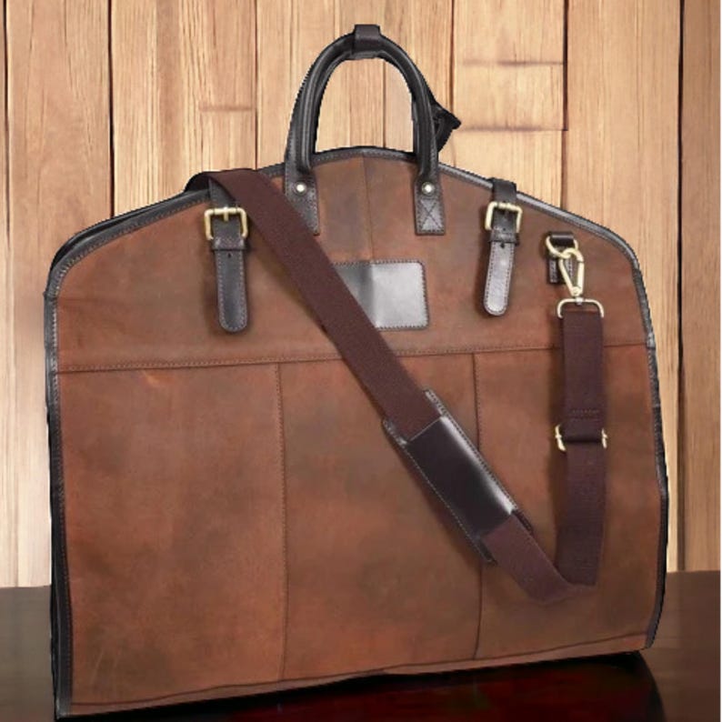 Personalized Leather Suit Carrier, Premium Travel Garment Bag ...