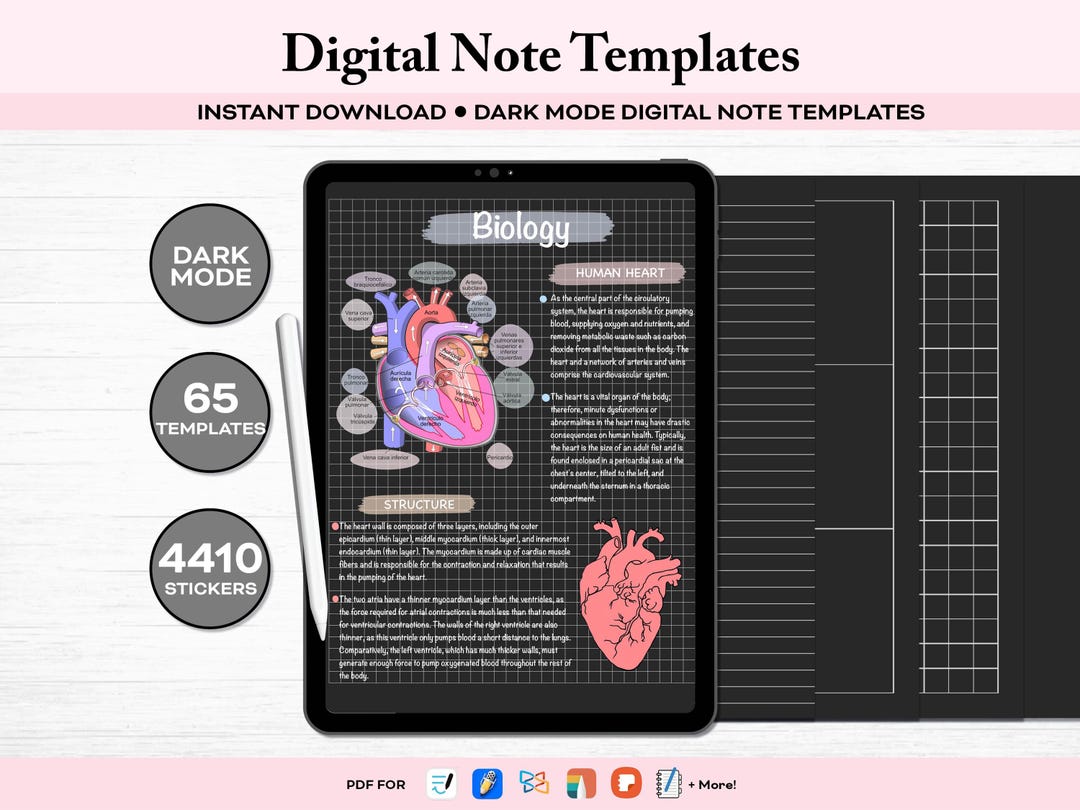 Digital Note Papers, Goodnotes Notebook, Dark Paper, Student Notetaking ...