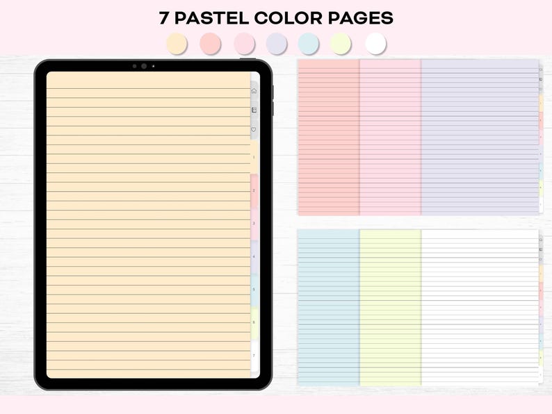 Digital Notebook, Goodnotes Notebook, Pastel Paper, Student Notetaking ...