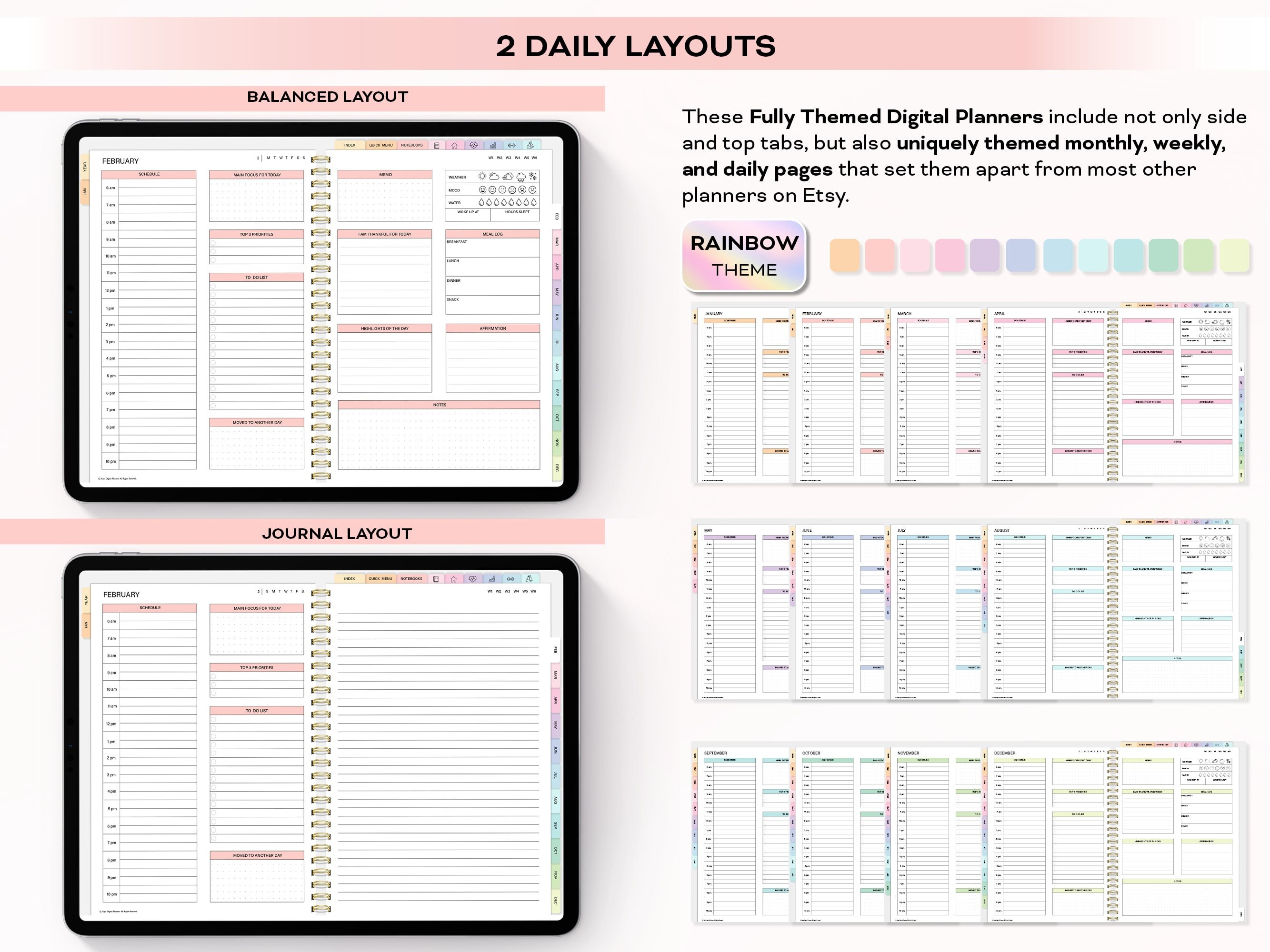 Undated Digital Planner, Goodnotes Planner, Daily Cute Planner, iPad ...